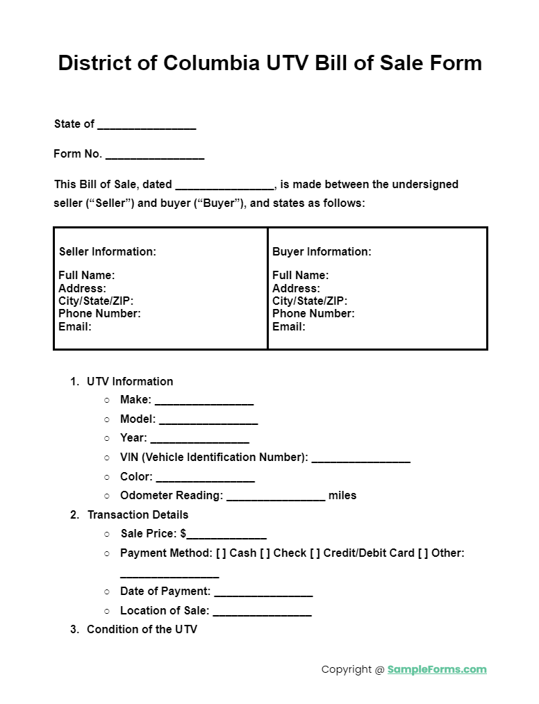 FREE 33+ District of Columbia Bill of Sale Form Samples, PDF, MS Word ...