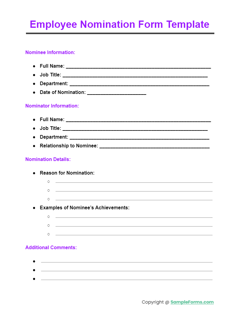 FREE 9+ Employee Nomination Form Samples, PDF, MS Word, Google Docs, Excel