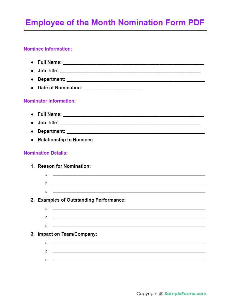 FREE 14+ Employee of the Month Nomination Forms in Samples, PDF, MS ...