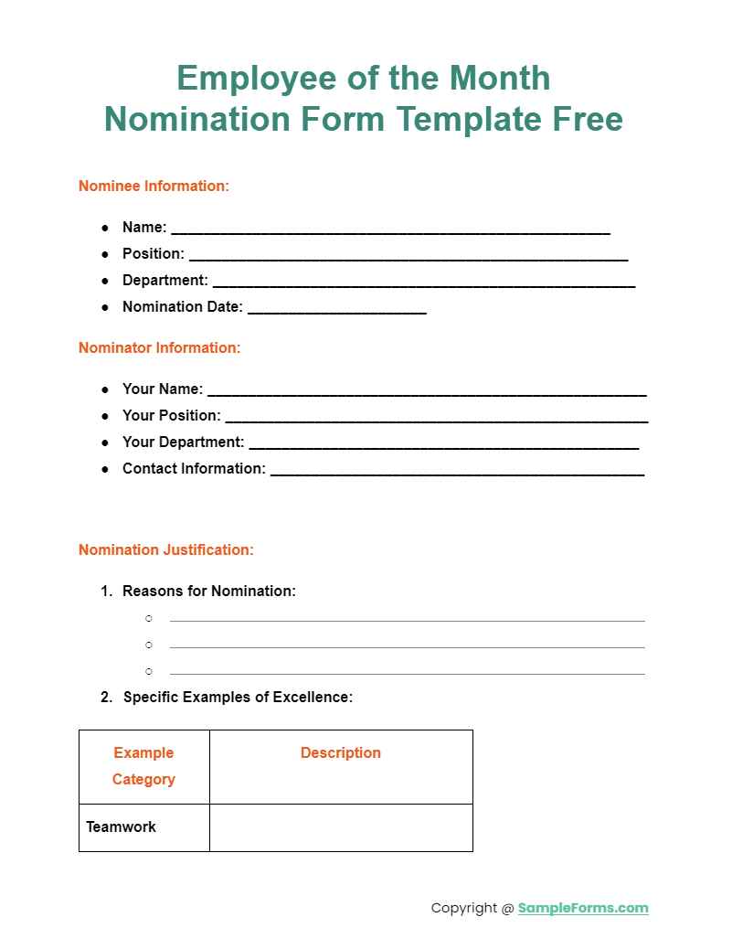 FREE 14+ Employee of the Month Nomination Forms in Samples, PDF, MS ...