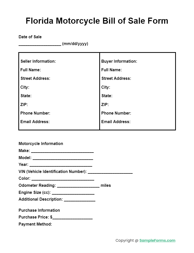 FREE 33+ Florida Bill of Sale Form Samples, PDF, MS Word, Google Docs