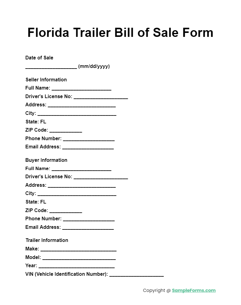 FREE 33+ Florida Bill of Sale Form Samples, PDF, MS Word, Google Docs