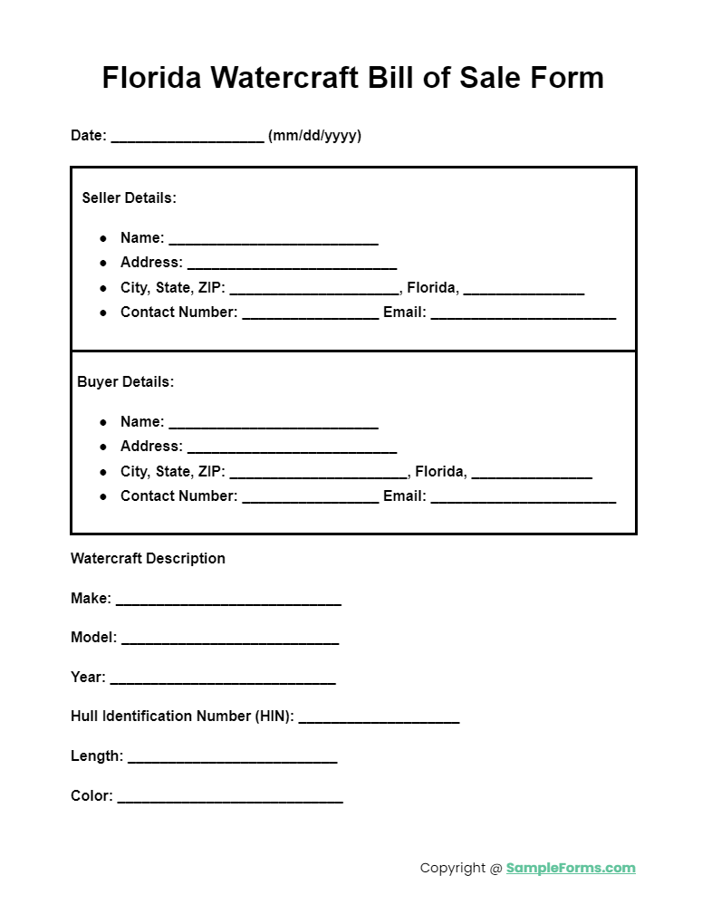FREE 33+ Florida Bill of Sale Form Samples, PDF, MS Word, Google Docs