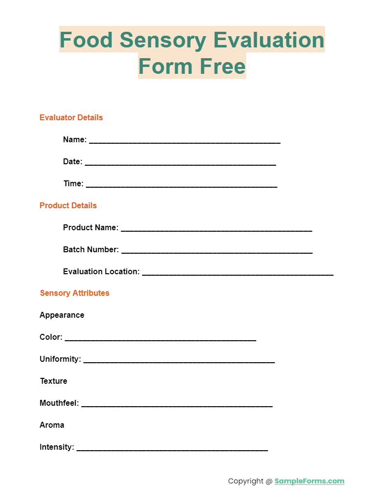 FREE 10+ Food Sensory Evaluation Form Samples, PDF, MS Word, Google Docs