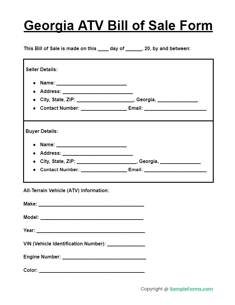 FREE 33+ Georgia Bill of Sale Form Samples, PDF, MS Word, Google Docs