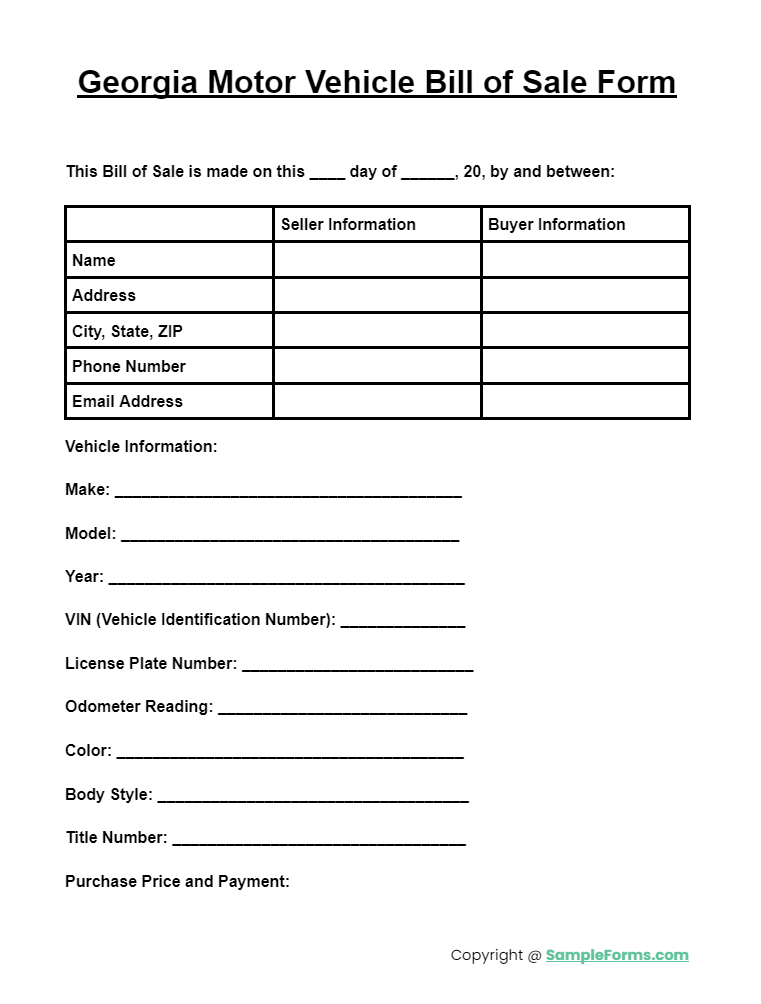 FREE 33+ Georgia Bill of Sale Form Samples, PDF, MS Word, Google Docs