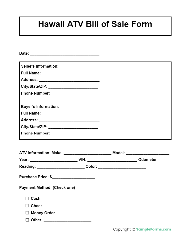 FREE 33+ Hawaii Bill of Sale Form Samples, PDF, MS Word, Google Docs