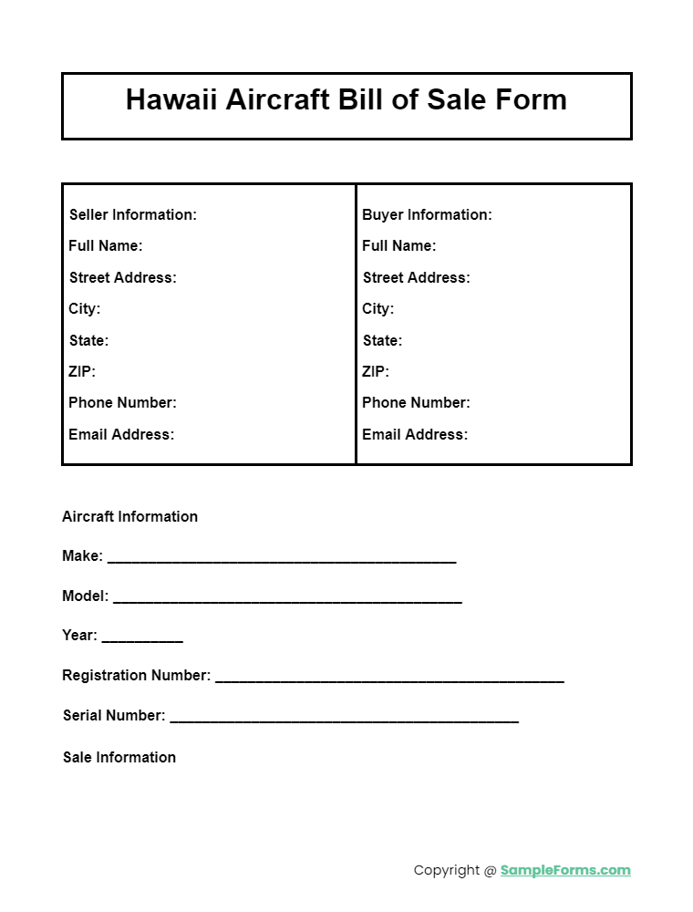 FREE 33+ Hawaii Bill of Sale Form Samples, PDF, MS Word, Google Docs