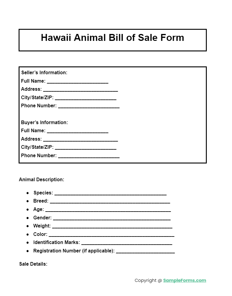 FREE 33+ Hawaii Bill of Sale Form Samples, PDF, MS Word, Google Docs