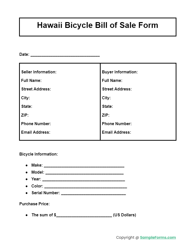 FREE 33+ Hawaii Bill of Sale Form Samples, PDF, MS Word, Google Docs