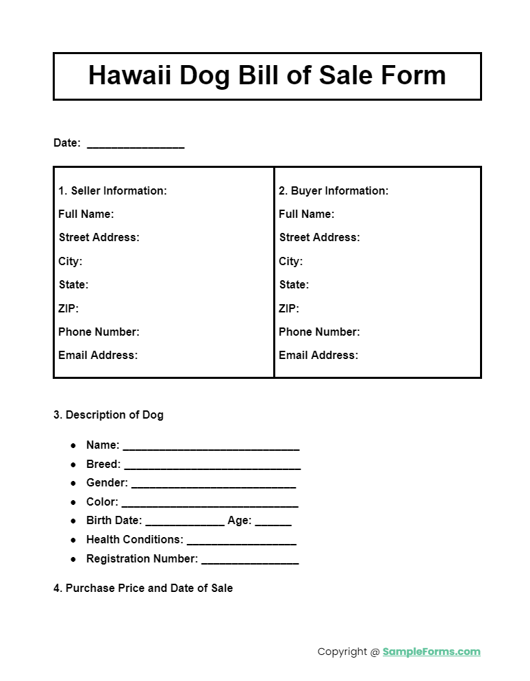 FREE 33+ Hawaii Bill of Sale Form Samples, PDF, MS Word, Google Docs