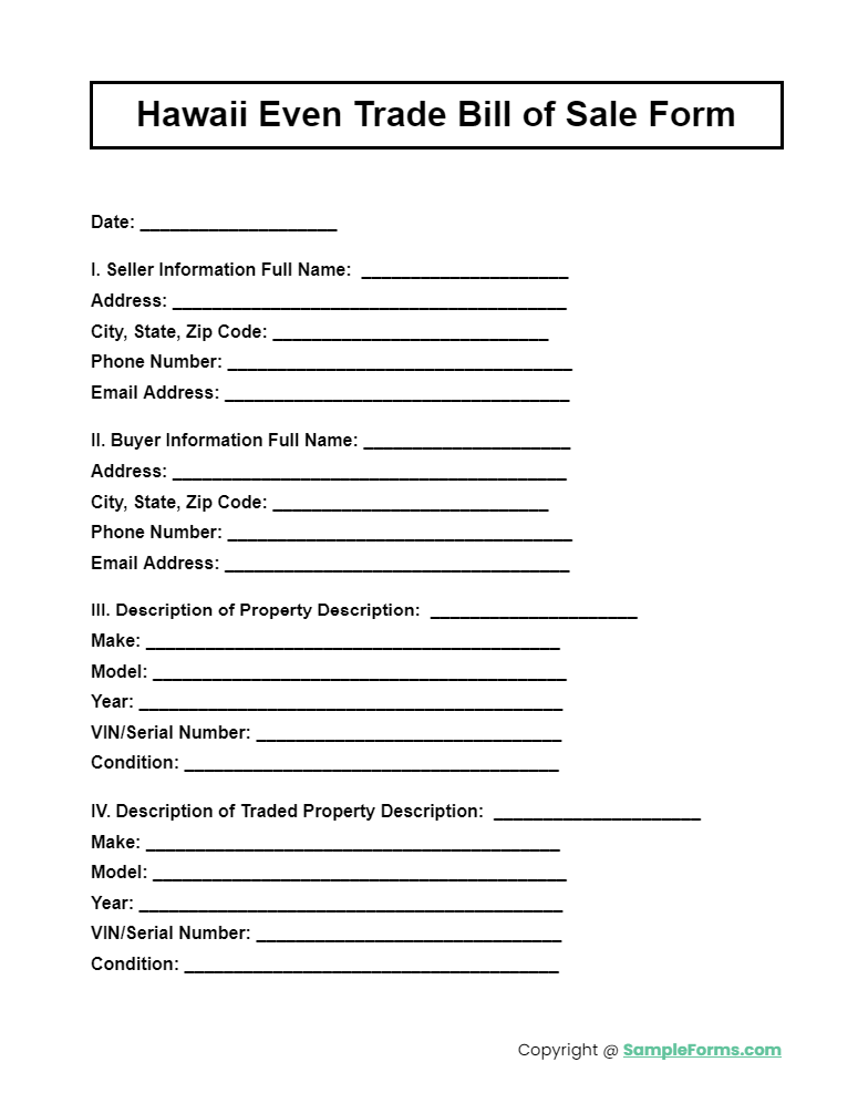 FREE 33+ Hawaii Bill of Sale Form Samples, PDF, MS Word, Google Docs