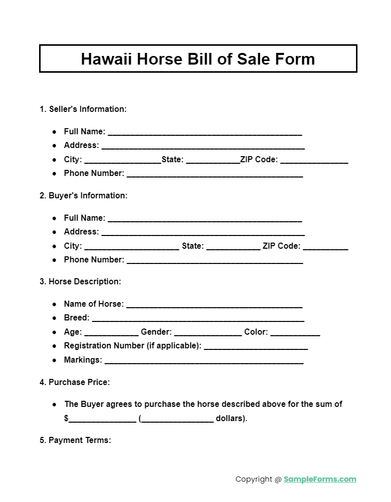 FREE 33+ Hawaii Bill of Sale Form Samples, PDF, MS Word, Google Docs