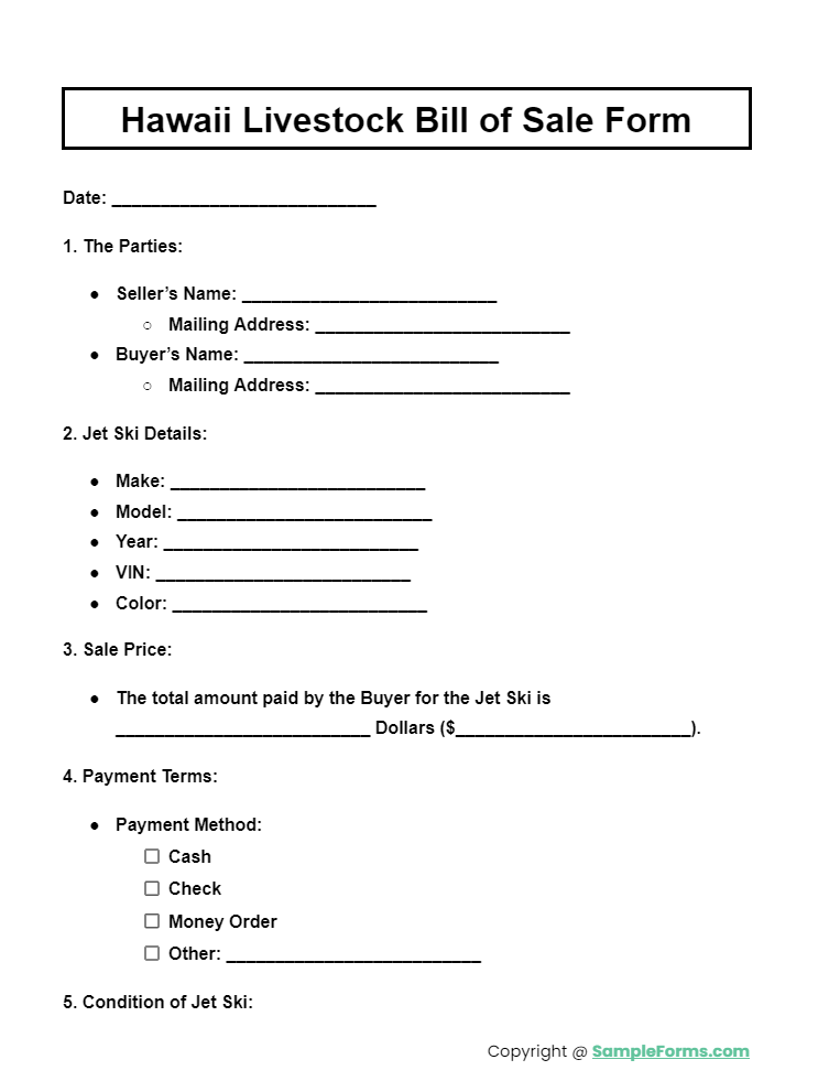 FREE 33+ Hawaii Bill of Sale Form Samples, PDF, MS Word, Google Docs