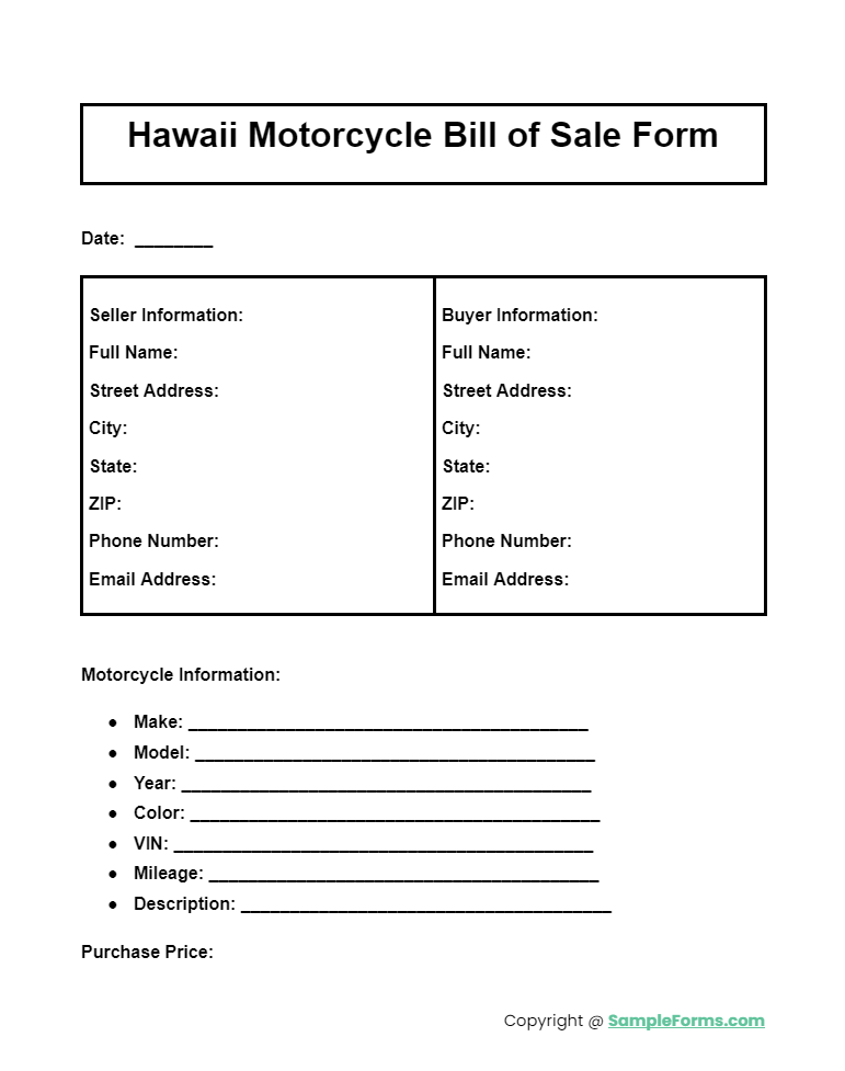 FREE 33+ Hawaii Bill of Sale Form Samples, PDF, MS Word, Google Docs