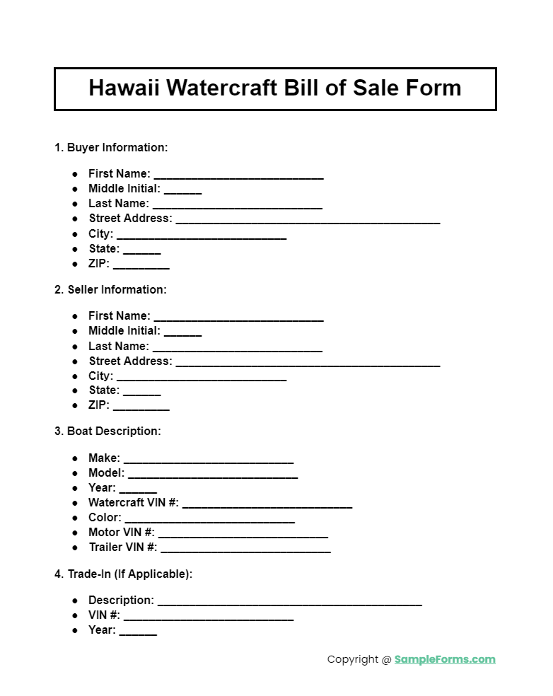 FREE 33+ Hawaii Bill of Sale Form Samples, PDF, MS Word, Google Docs