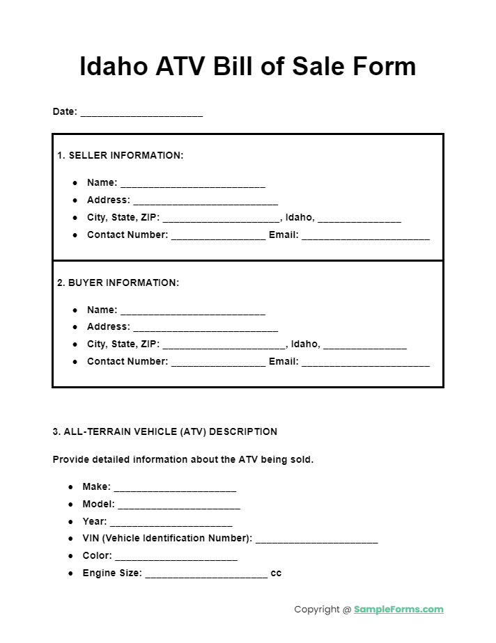FREE 33+ Idaho Bill of Sale Form Samples, PDF, MS Word, Google Docs