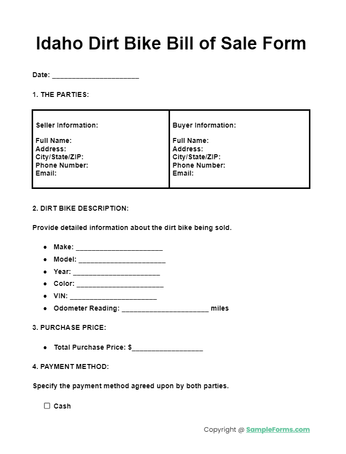 FREE 33+ Idaho Bill of Sale Form Samples, PDF, MS Word, Google Docs