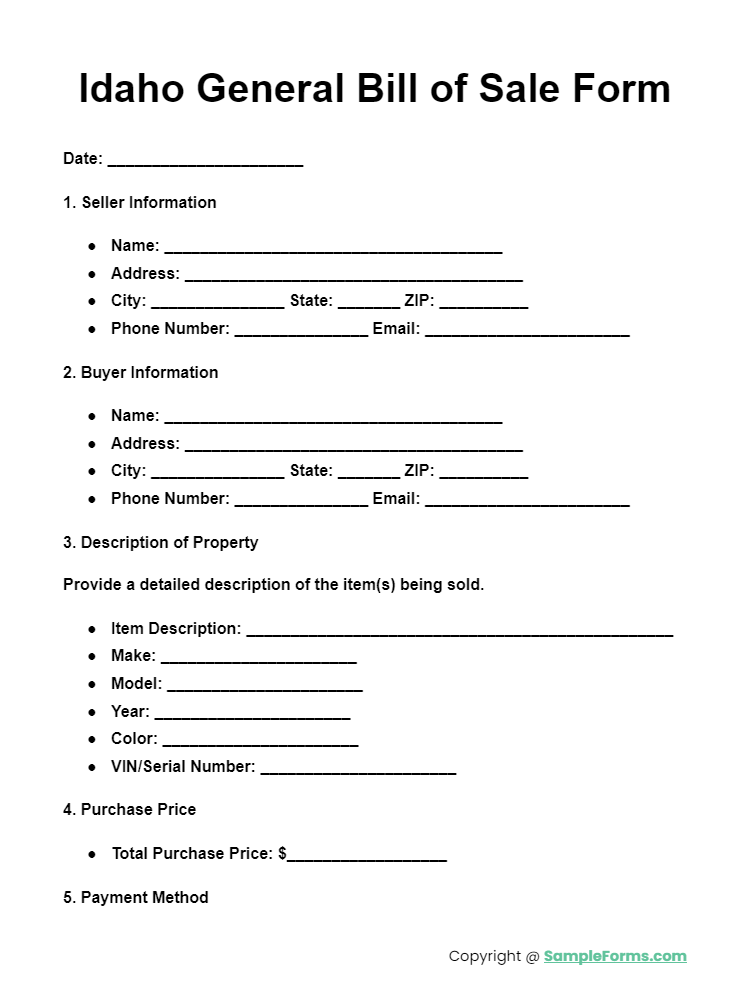 FREE 33+ Idaho Bill of Sale Form Samples, PDF, MS Word, Google Docs