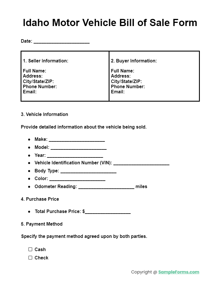 FREE 33+ Idaho Bill of Sale Form Samples, PDF, MS Word, Google Docs