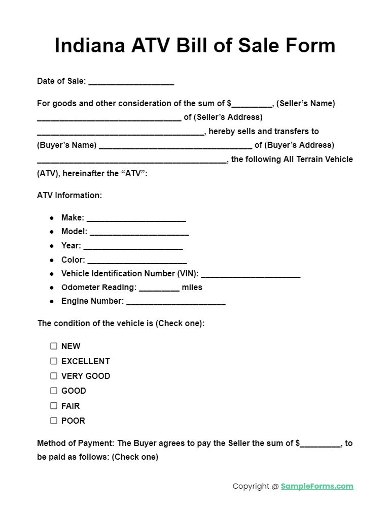 FREE 33+ Indiana Bill of Sale Form Samples, PDF, MS Word, Google Docs