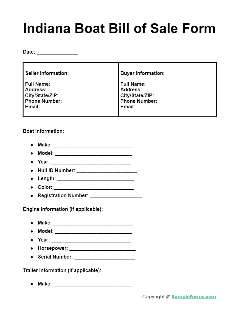 FREE 33+ Indiana Bill of Sale Form Samples, PDF, MS Word, Google Docs