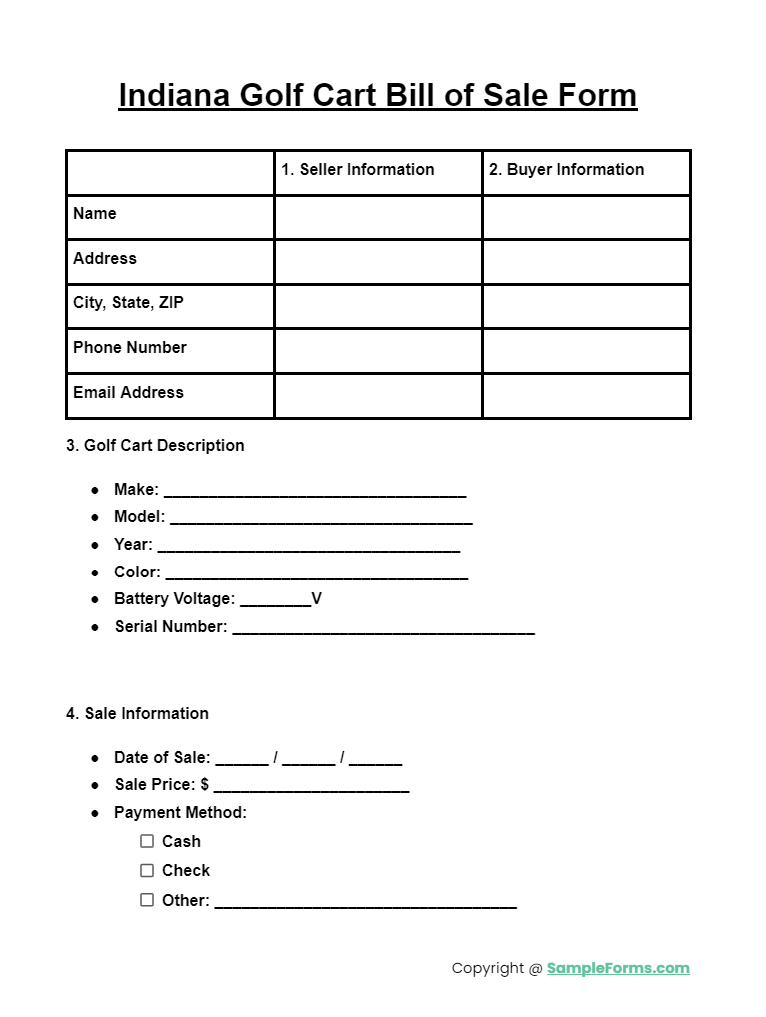 FREE 33+ Indiana Bill of Sale Form Samples, PDF, MS Word, Google Docs