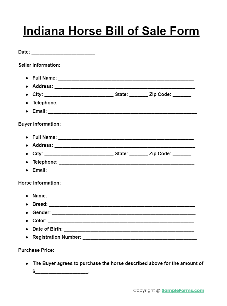 FREE 33+ Indiana Bill of Sale Form Samples, PDF, MS Word, Google Docs