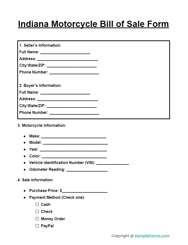 FREE 33+ Indiana Bill of Sale Form Samples, PDF, MS Word, Google Docs