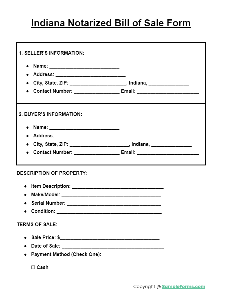 FREE 33+ Indiana Bill of Sale Form Samples, PDF, MS Word, Google Docs