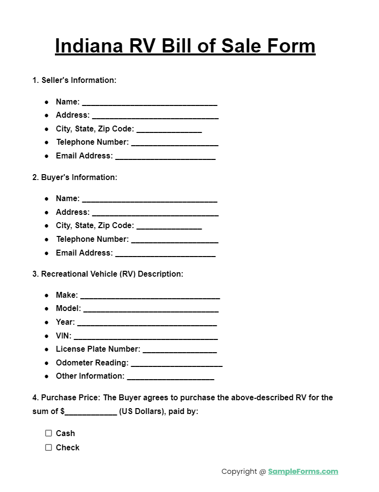 FREE 33+ Indiana Bill of Sale Form Samples, PDF, MS Word, Google Docs