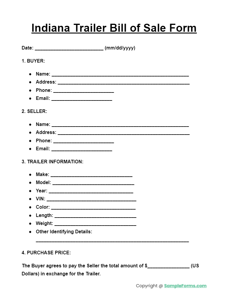 FREE 33+ Indiana Bill of Sale Form Samples, PDF, MS Word, Google Docs