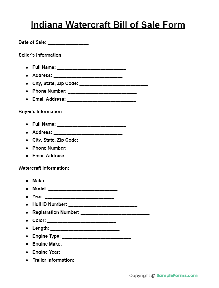 FREE 33+ Indiana Bill of Sale Form Samples, PDF, MS Word, Google Docs