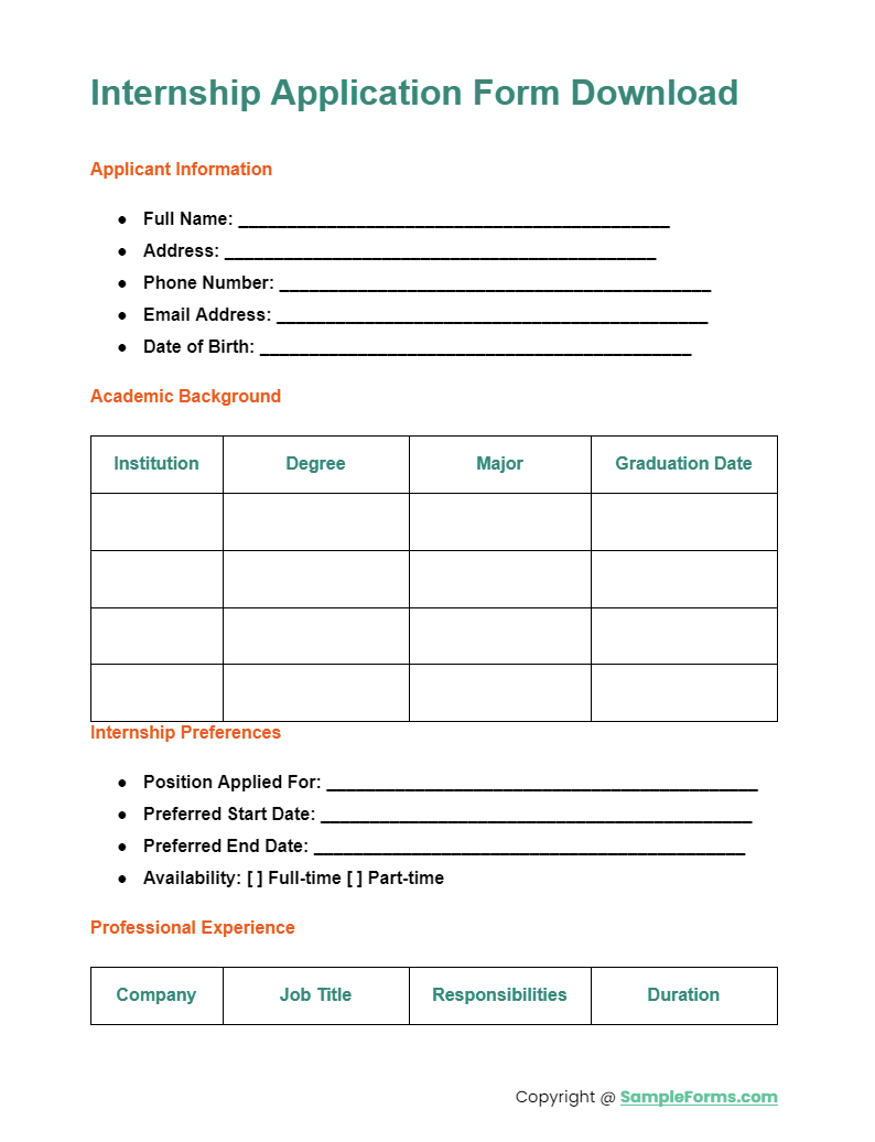 FREE 50+ Internship Application Form Samples, PDF, MS Word, Google Docs