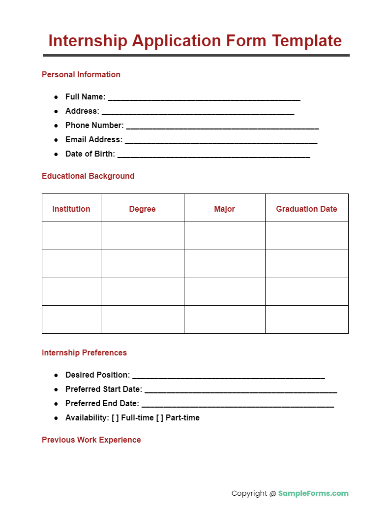 FREE 50+ Internship Application Form Samples, PDF, MS Word, Google Docs