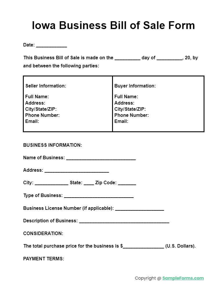 FREE 33+ Iowa Bill of Sale Form Samples, PDF, MS Word, Google Docs