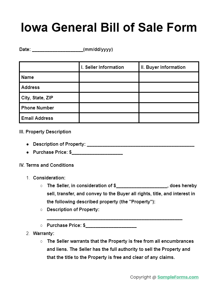 FREE 33+ Iowa Bill of Sale Form Samples, PDF, MS Word, Google Docs