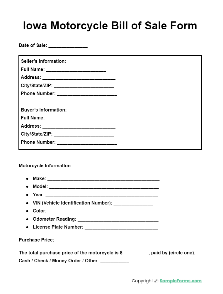 FREE 33+ Iowa Bill of Sale Form Samples, PDF, MS Word, Google Docs