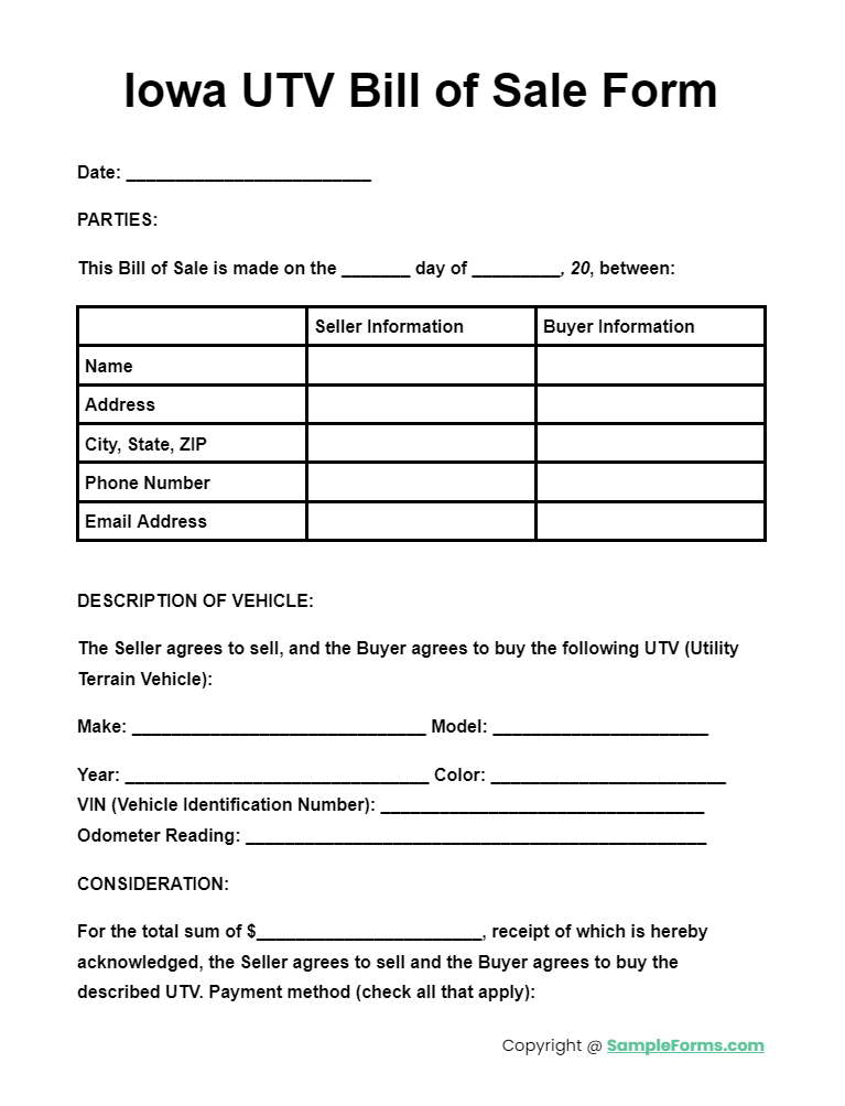 FREE 33+ Iowa Bill of Sale Form Samples, PDF, MS Word, Google Docs