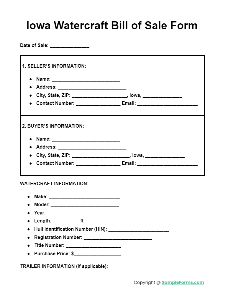 FREE 33+ Iowa Bill of Sale Form Samples, PDF, MS Word, Google Docs