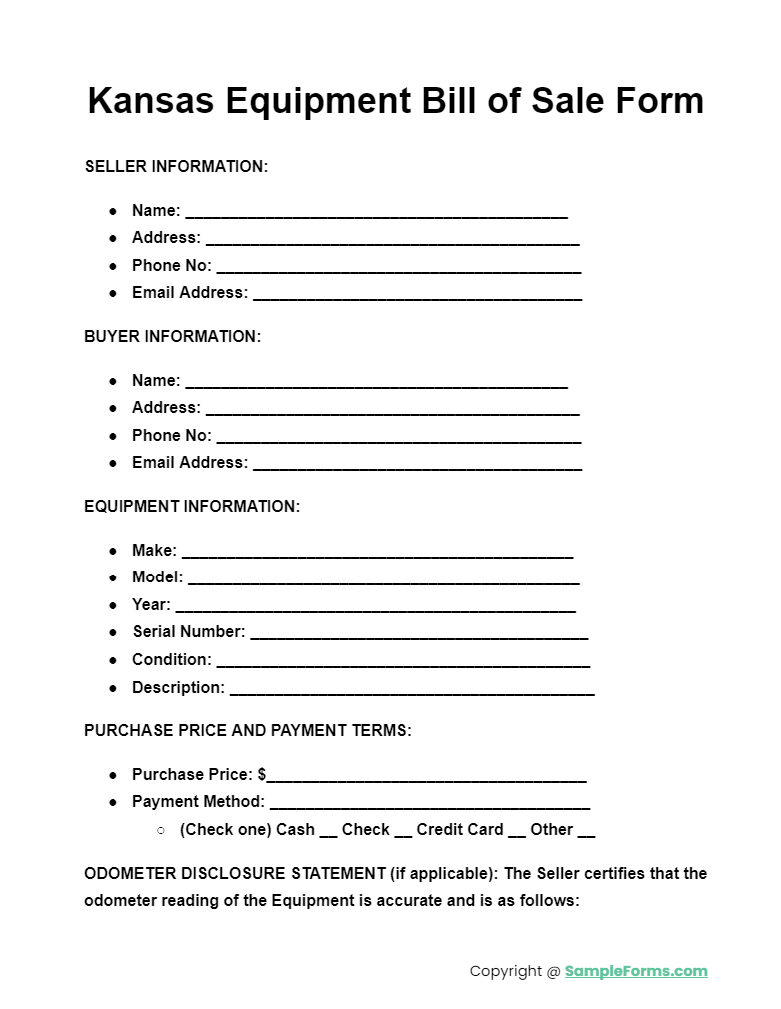 FREE 33+ Kansas Bill of Sale Form, PDF, MS Word, Google Docs