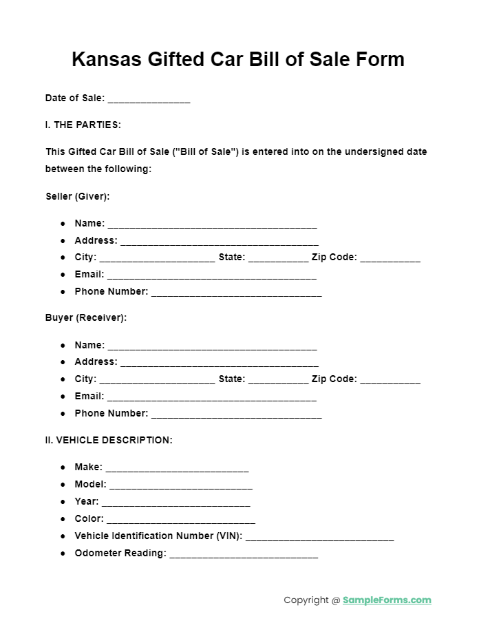 FREE 33+ Kansas Bill of Sale Form, PDF, MS Word, Google Docs
