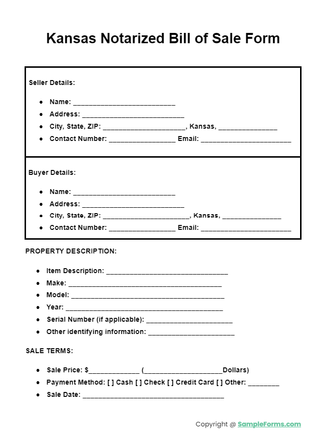 FREE 33+ Kansas Bill of Sale Form, PDF, MS Word, Google Docs