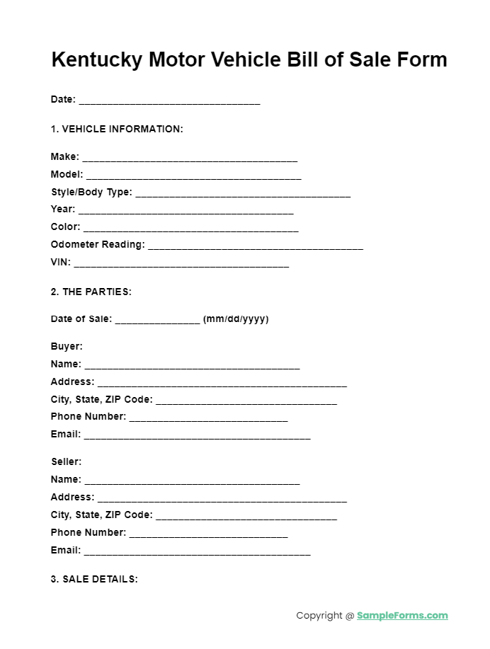 FREE 33+ Kentucky Bill of Sale Form, PDF, MS Word, Google Docs