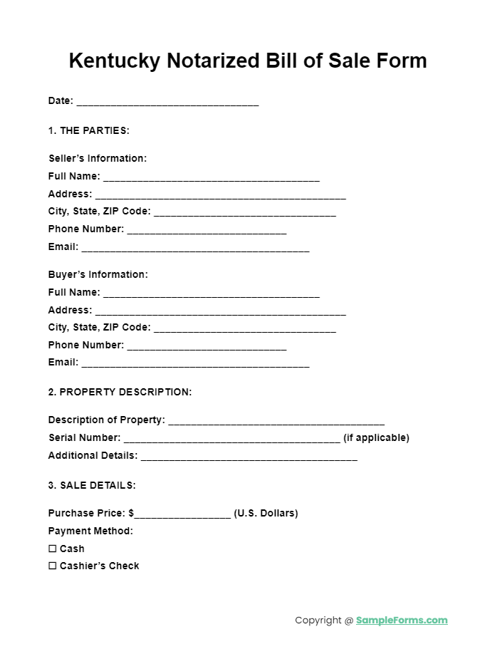 FREE 33+ Kentucky Bill of Sale Form, PDF, MS Word, Google Docs
