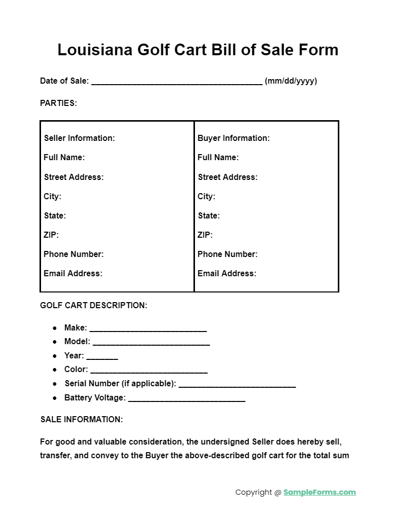 FREE 33+ Louisiana Bill of Sale Form, PDF, MS Word, Google Docs