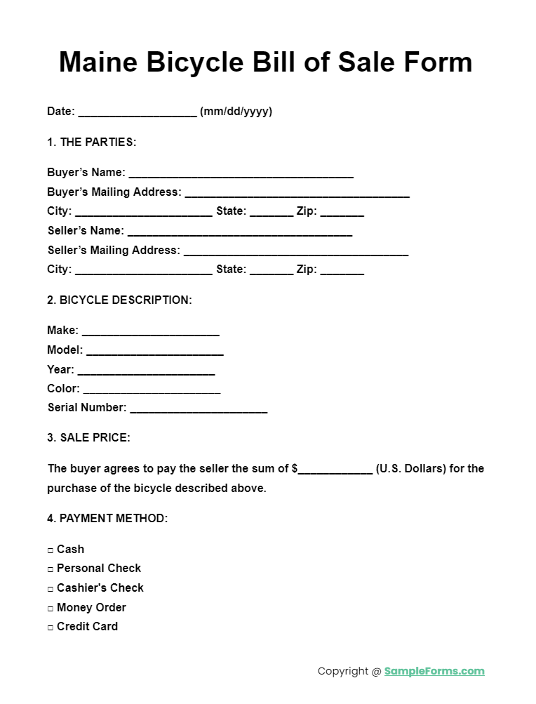 FREE 33+ Maine Bill of Sale Form, PDF, MS Word, Google Docs