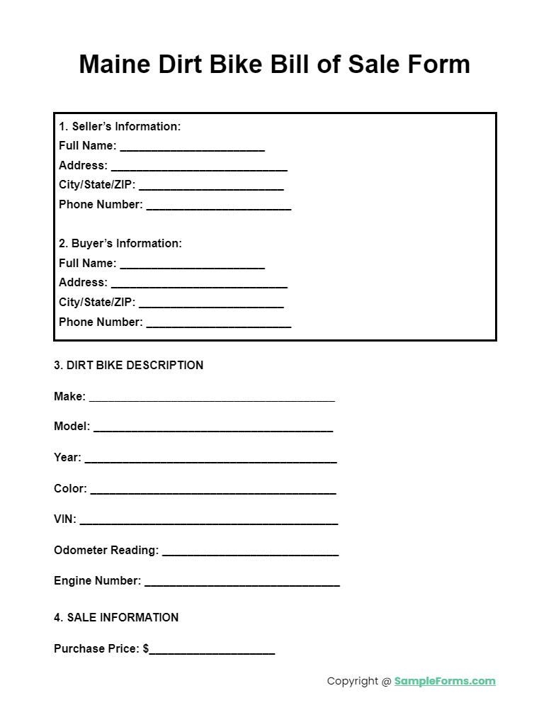 FREE 33+ Maine Bill of Sale Form, PDF, MS Word, Google Docs