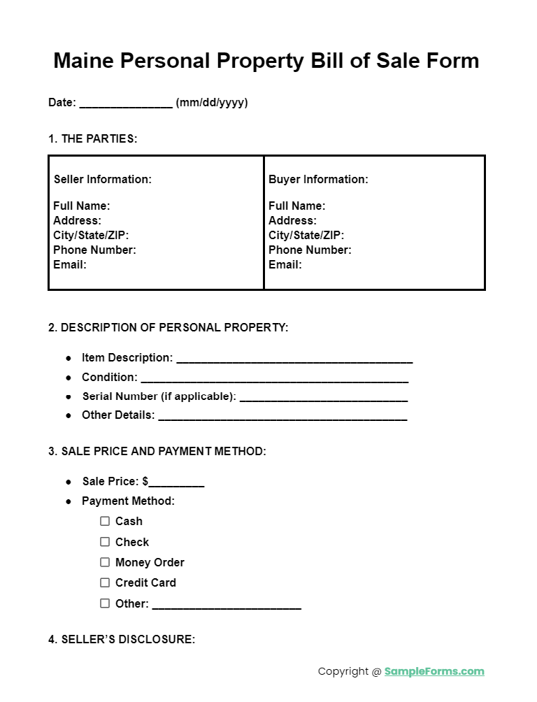FREE 33+ Maine Bill of Sale Form, PDF, MS Word, Google Docs