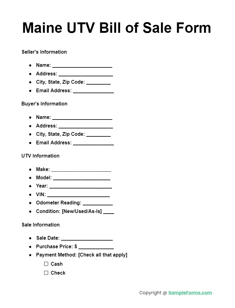 FREE 33+ Maine Bill of Sale Form, PDF, MS Word, Google Docs